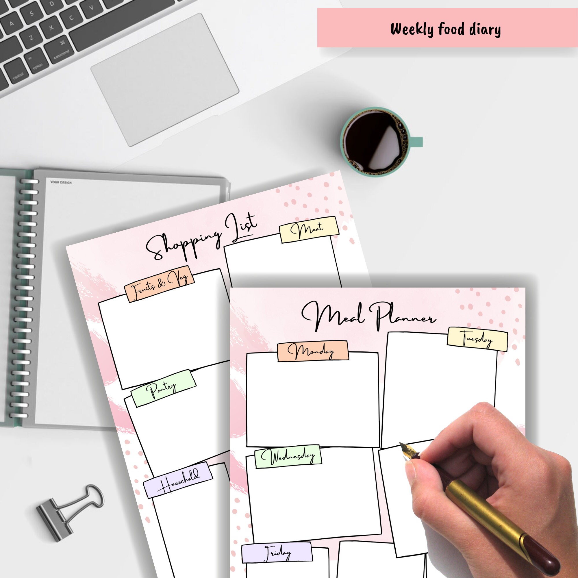 Weekly Meal Planner, Weekly Meal Plan, Weekly Food Diary, Shopping List ...
