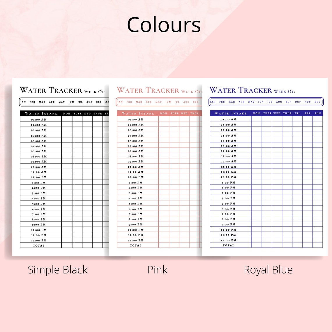 Weekly Water Tracker Printable, Water Diary, Hydration Tracker, Drink ...