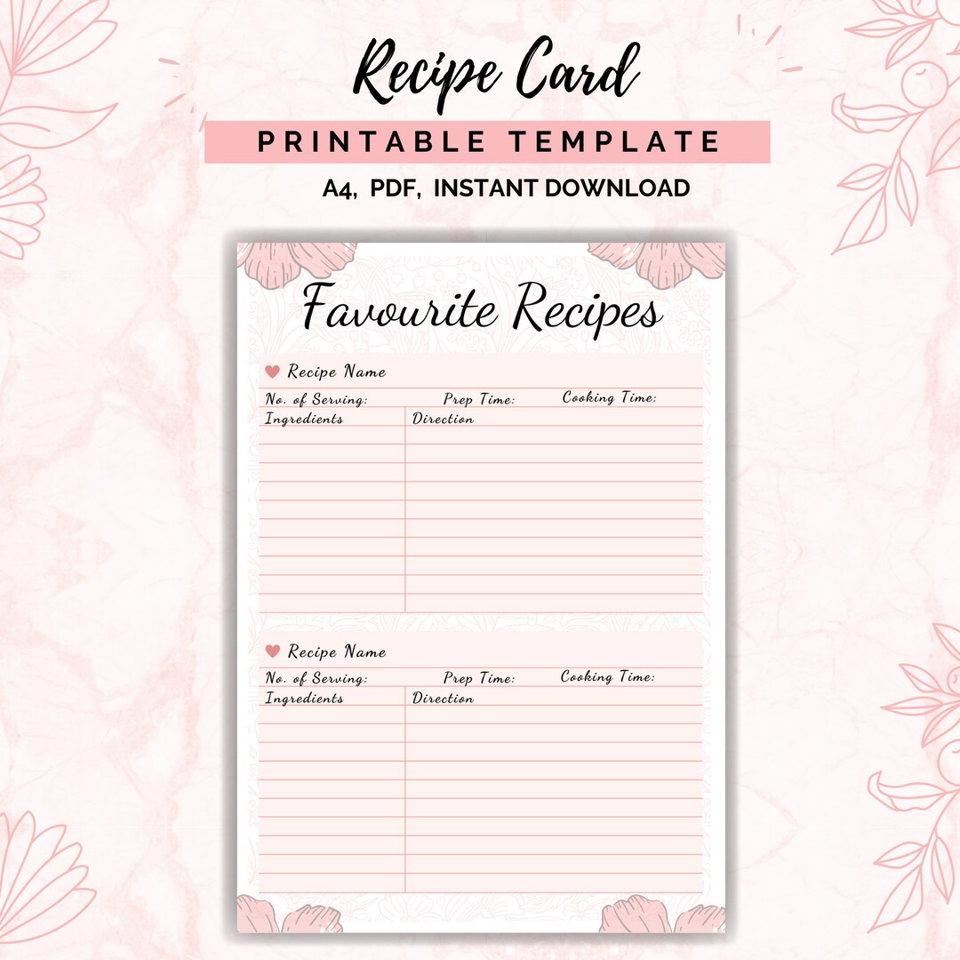 Recipe Card, Meal Planner, Food Planner, Food Planning, Recipe Planning ...