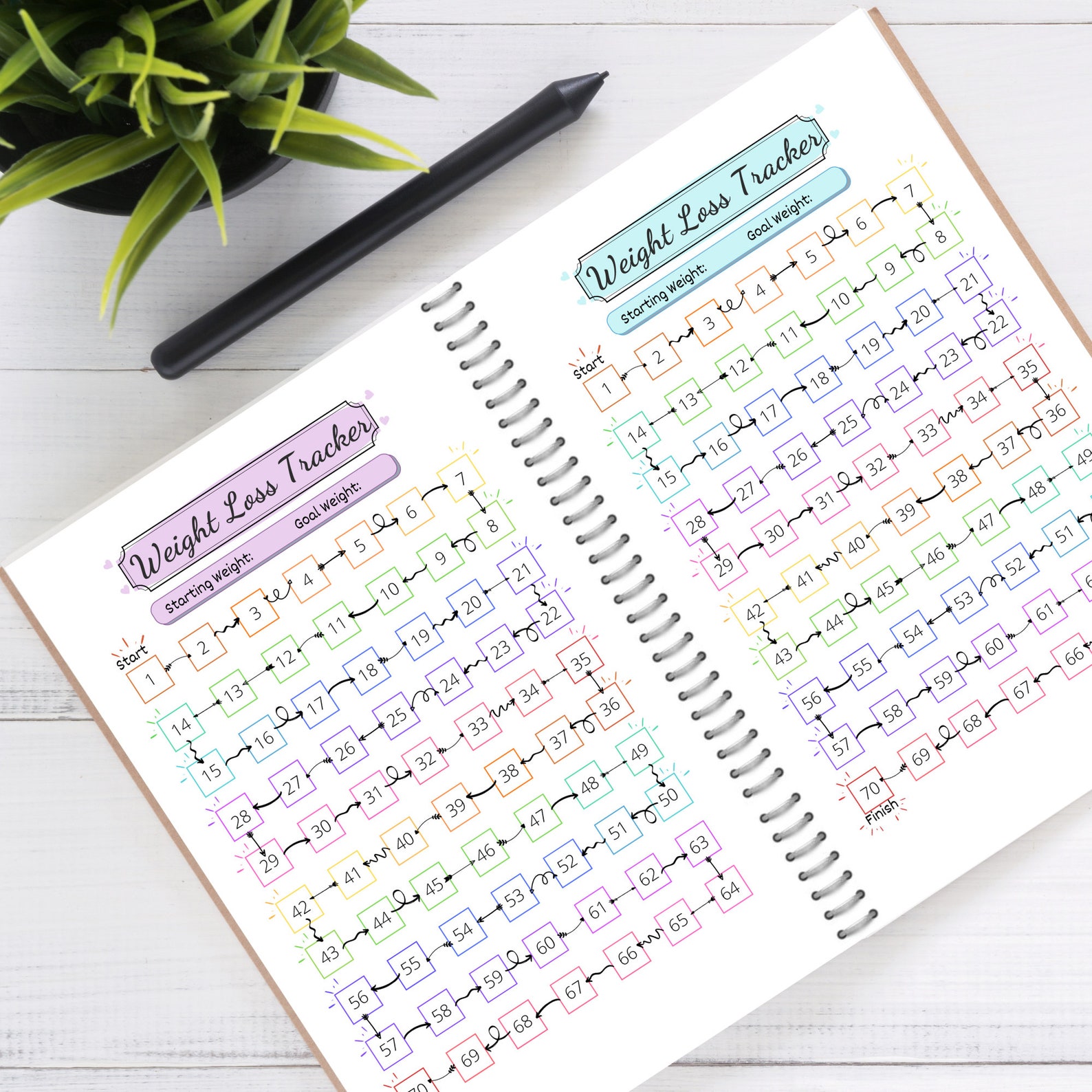 Weight Loss Tracker Printable 70 Lb/kg, Weight Loss Chart Motivational ...