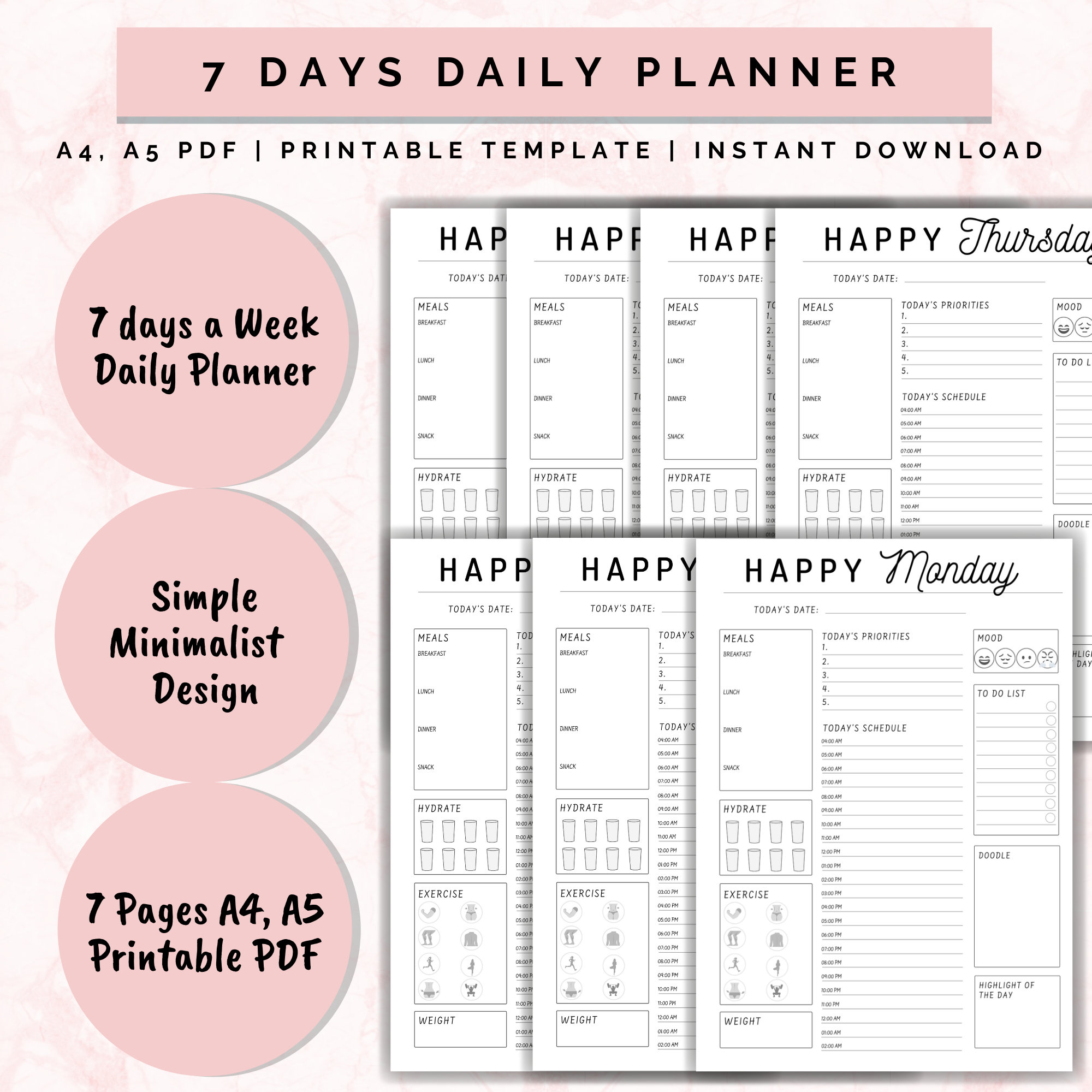 Day Planner Daily Planner Daily Organizer Daily Schedule - Etsy