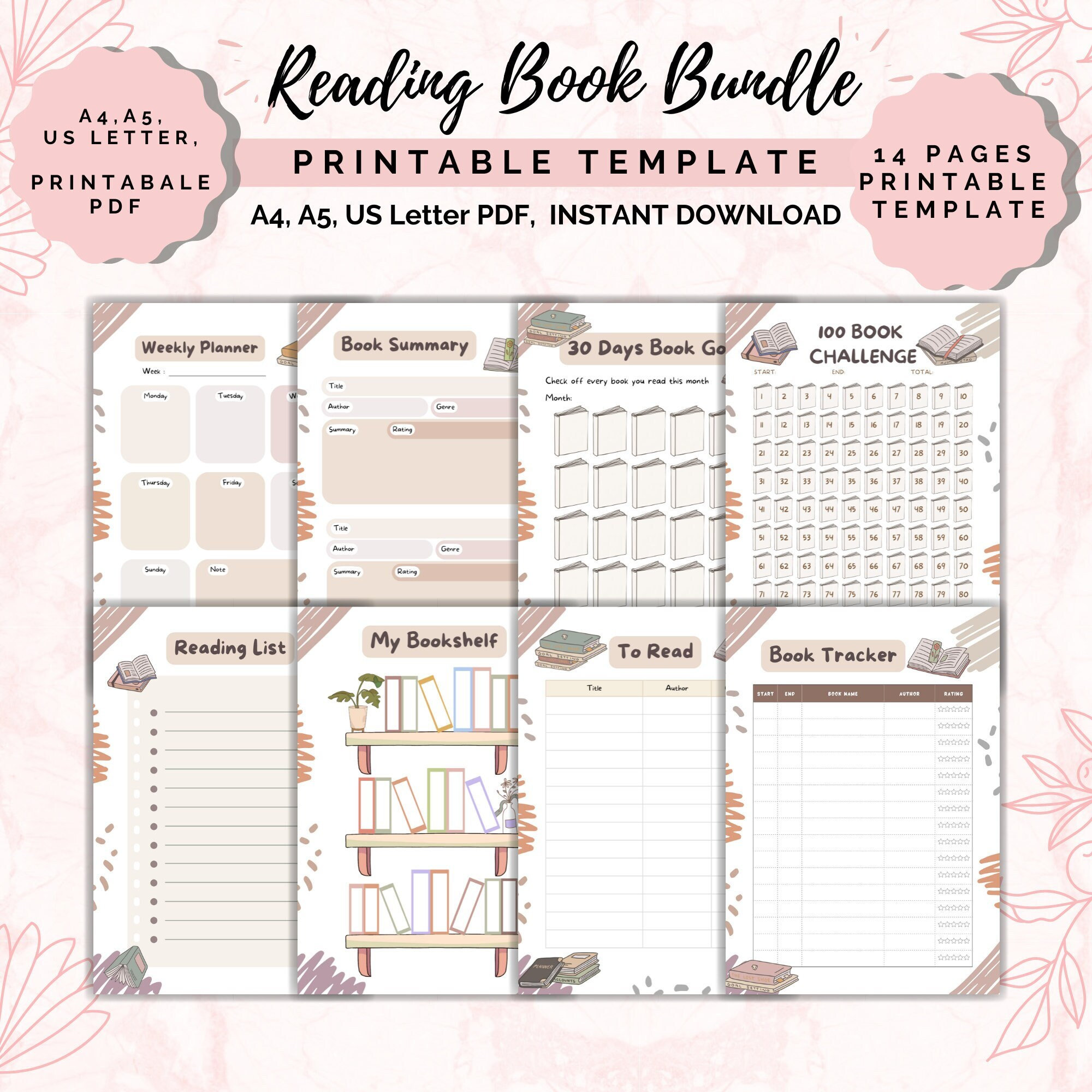 Reading Journal, Reading Tracker, Reading Planner, Reading Log, Book ...