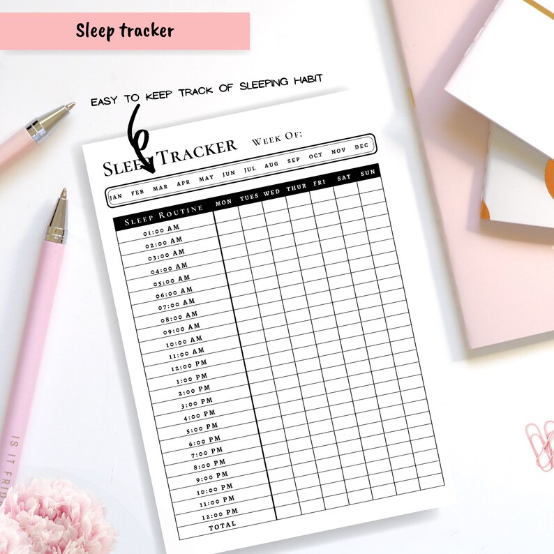 Sleep Tracker Sleep Diary Self-care Planner Self Care - Etsy