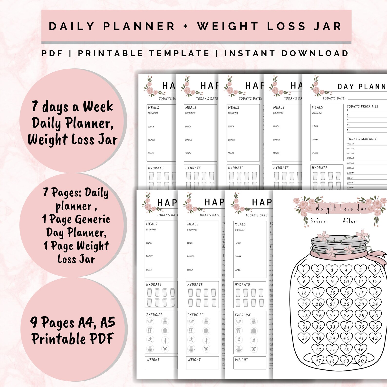 Weight Loss Jar 50 Lb/kg Printable, Weight Loss Chart, Weight Loss ...