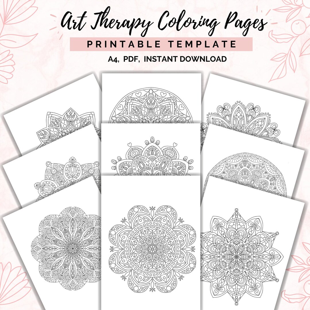 Mandala Coloring 10 Pages Printable, Mental Health, Relaxing Coloring ...