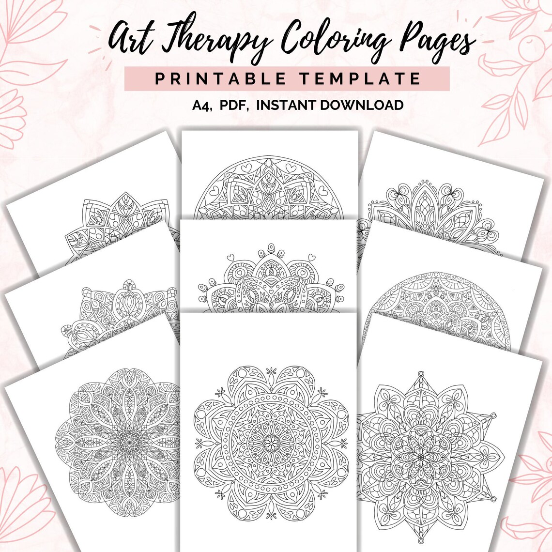 Mandala Coloring 10 Pages Printable Mental Health Relaxing - Etsy