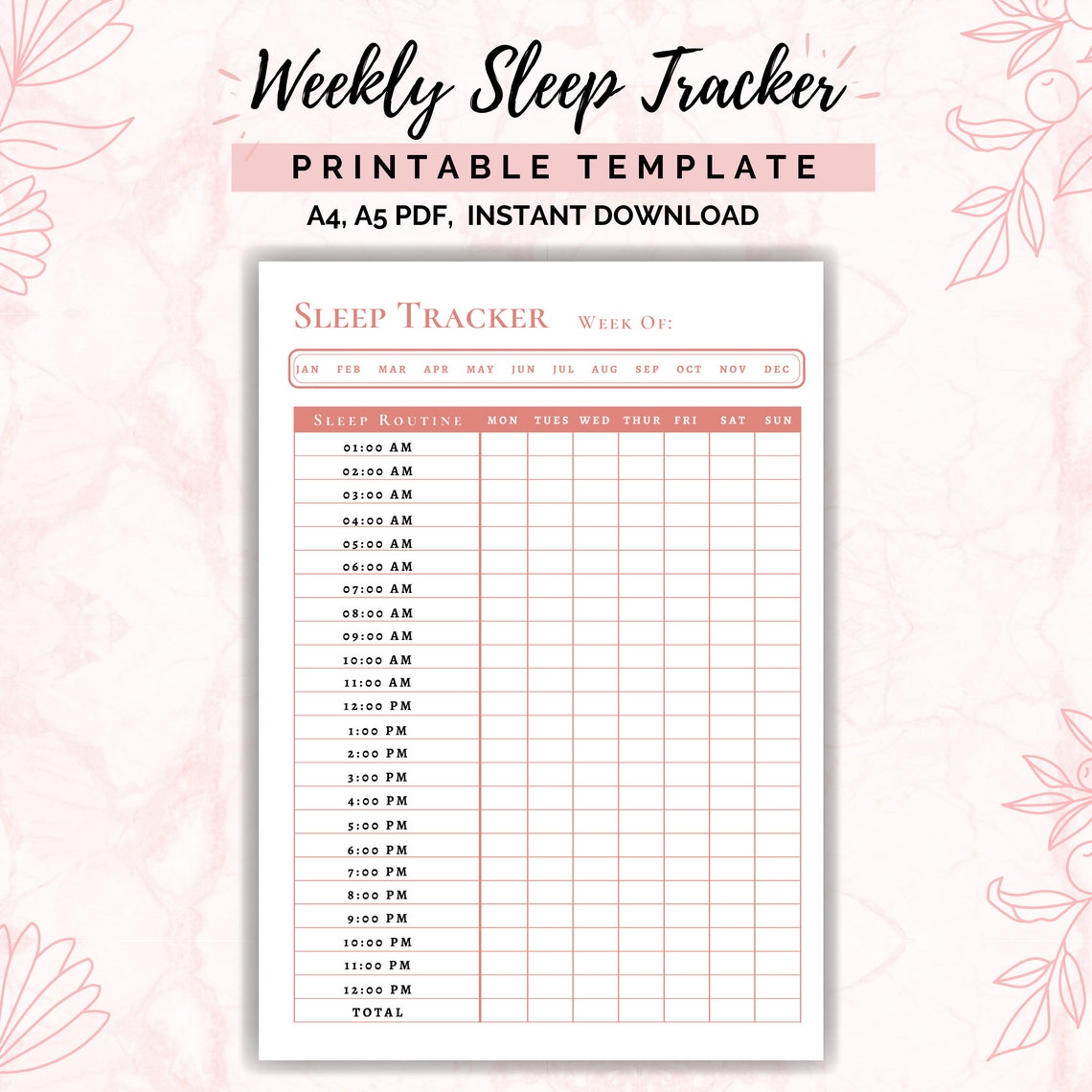 Sleep Tracker Sleep Diary Self-care Planner Self Care - Etsy