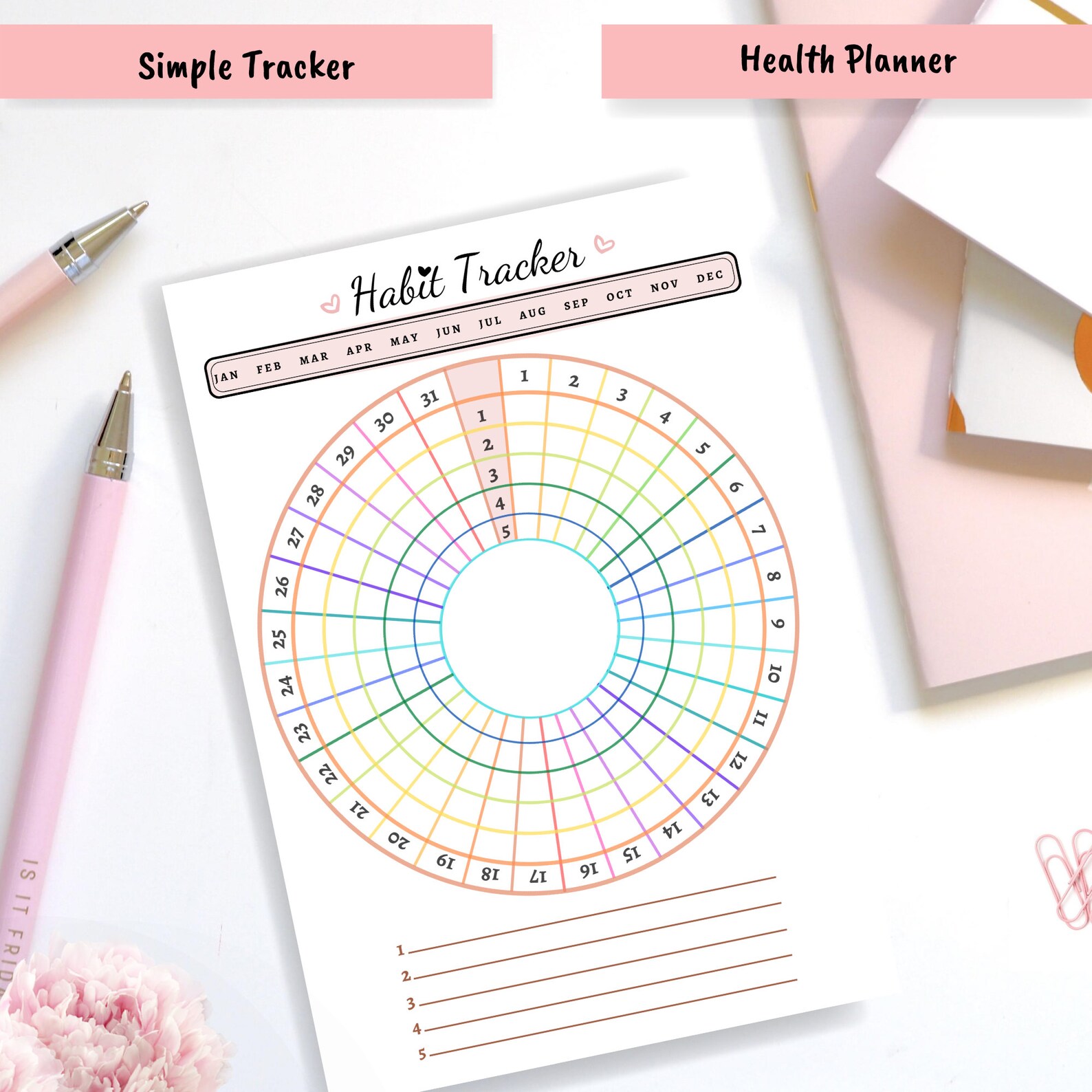 Circle Habit Tracker Routine Log Routine Planner Habit Log - Etsy