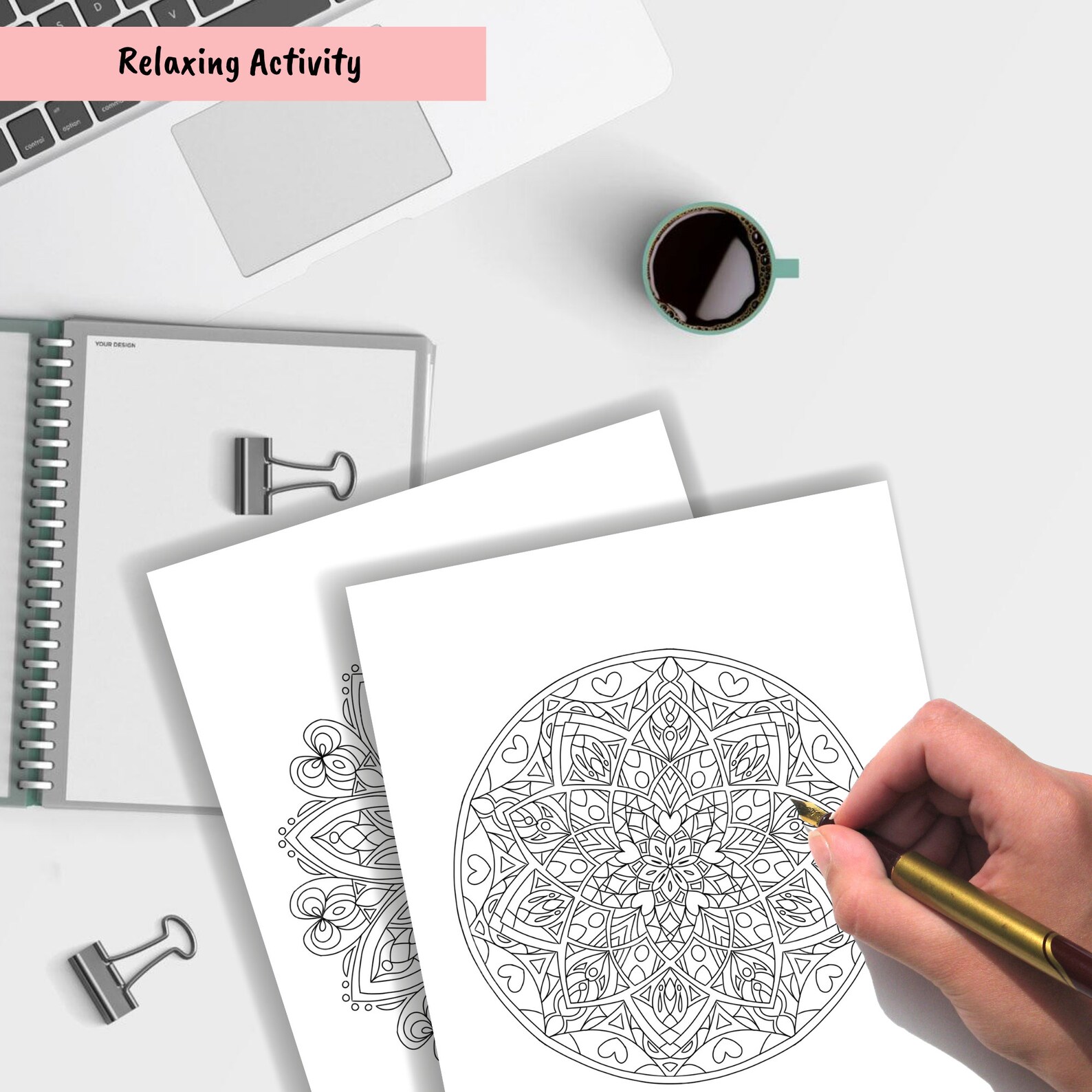 Mandala Coloring 10 Pages Printable, Mental Health, Relaxing Coloring ...