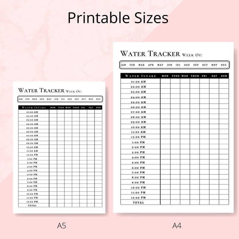 Weekly Water Tracker Printable: A4, A5 Sizes (digital Download) - Etsy