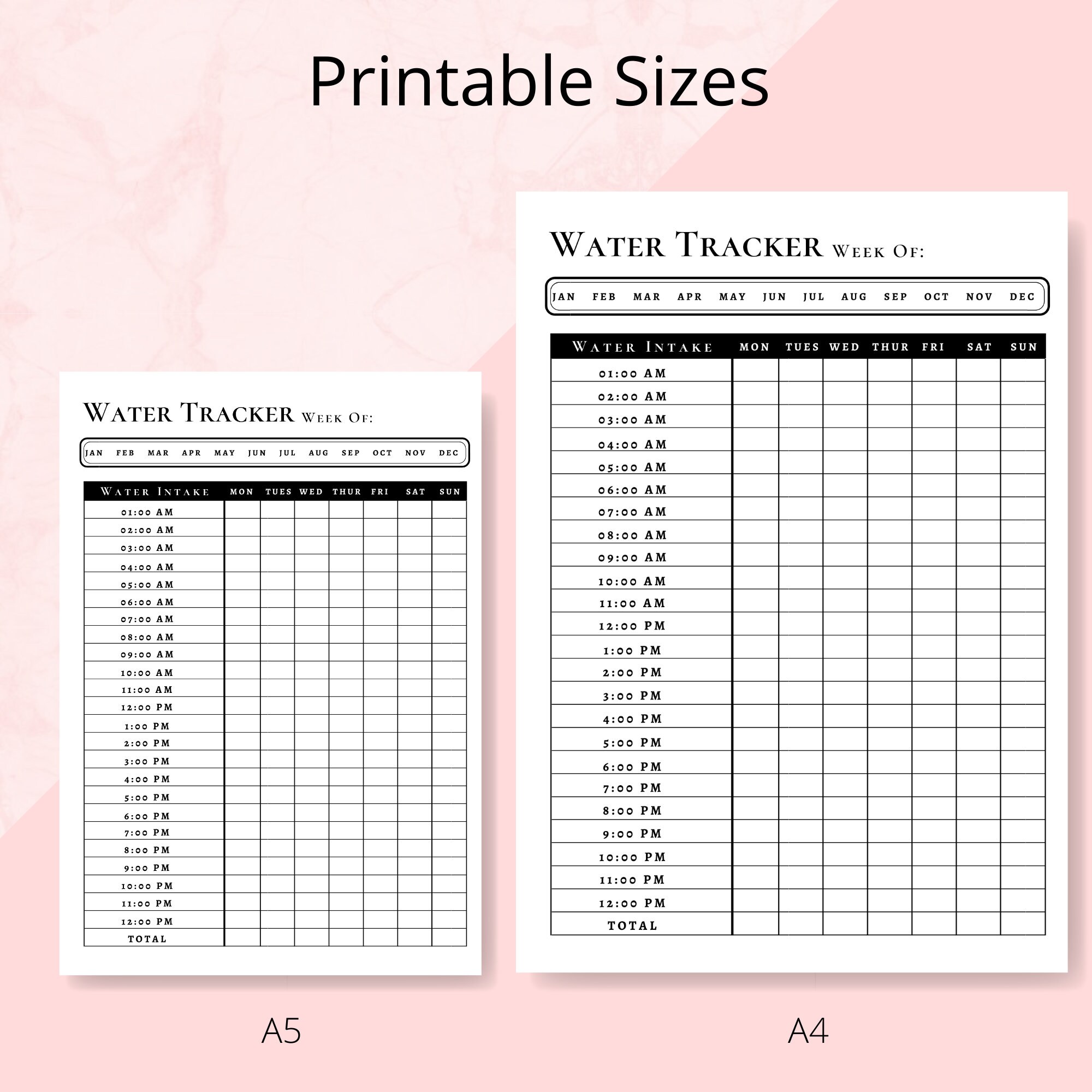 Weekly Water Tracker Printable, Water Diary, Hydration Tracker, Drink ...