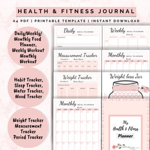Fitness Planner, Health and Fitness Planner, Health & Wellbeing Fitness ...