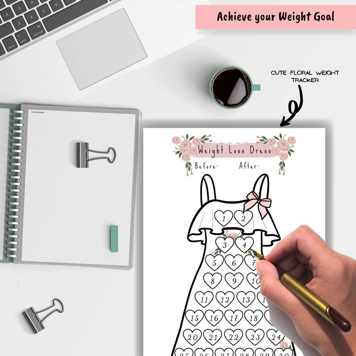 Weight Loss Dress 30 Lb/kg Printable, Weight Loss Chart, Weight Loss ...
