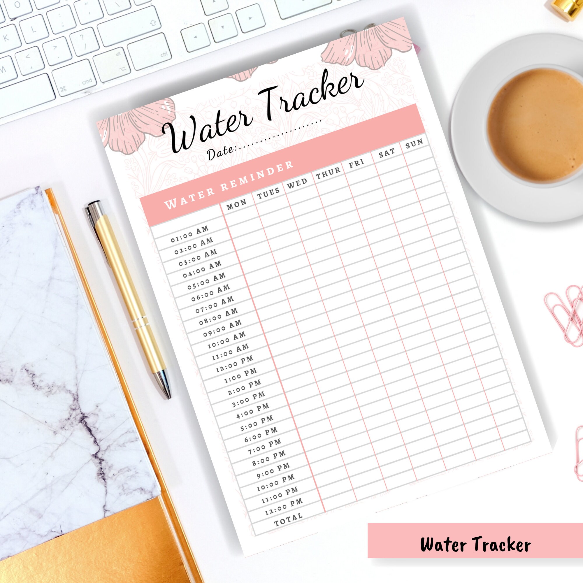 Water Tracker Template Weekly Water Diary Health Planner - Etsy