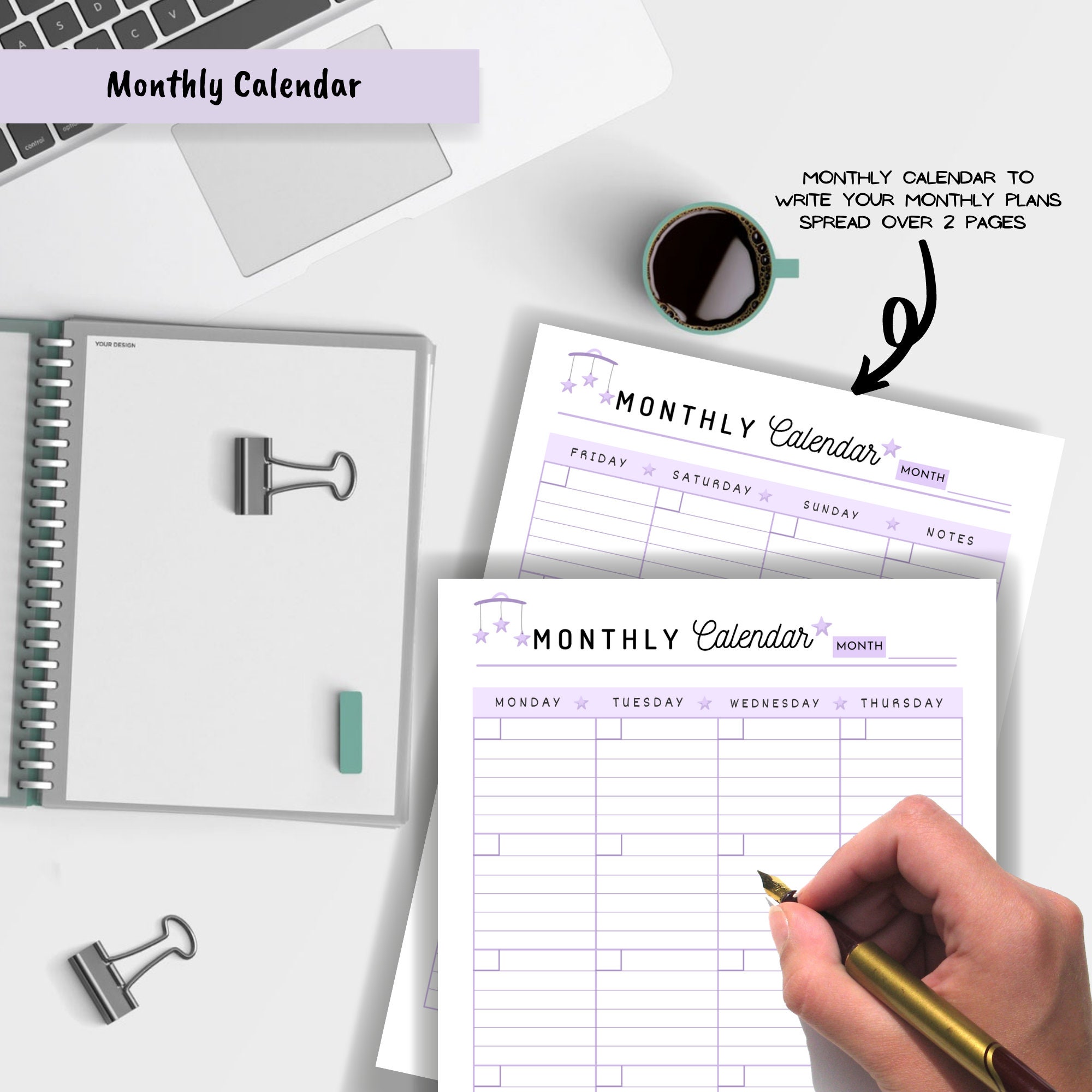 Wellbeing Planner, Meal Planner, Daily Planner, Monthly Calendar ...