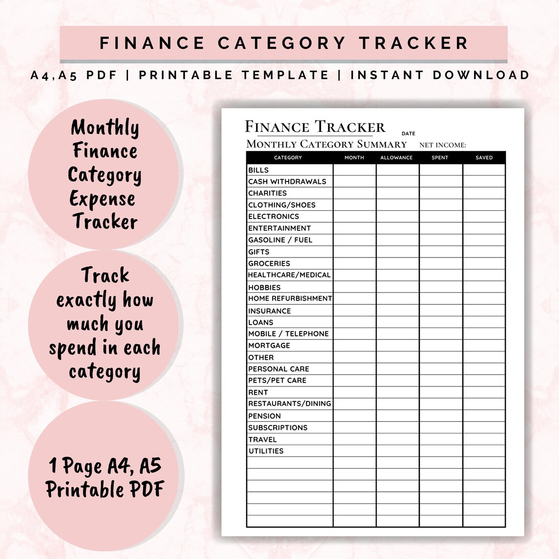 Finance Planner Printable Financial Journal Budget Template | Etsy