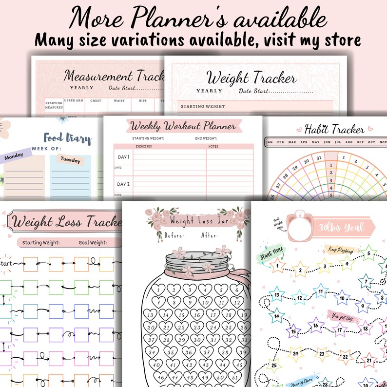 Weight Loss Tracker 9 Stones Printable 127 Lb Weight Loss | Etsy