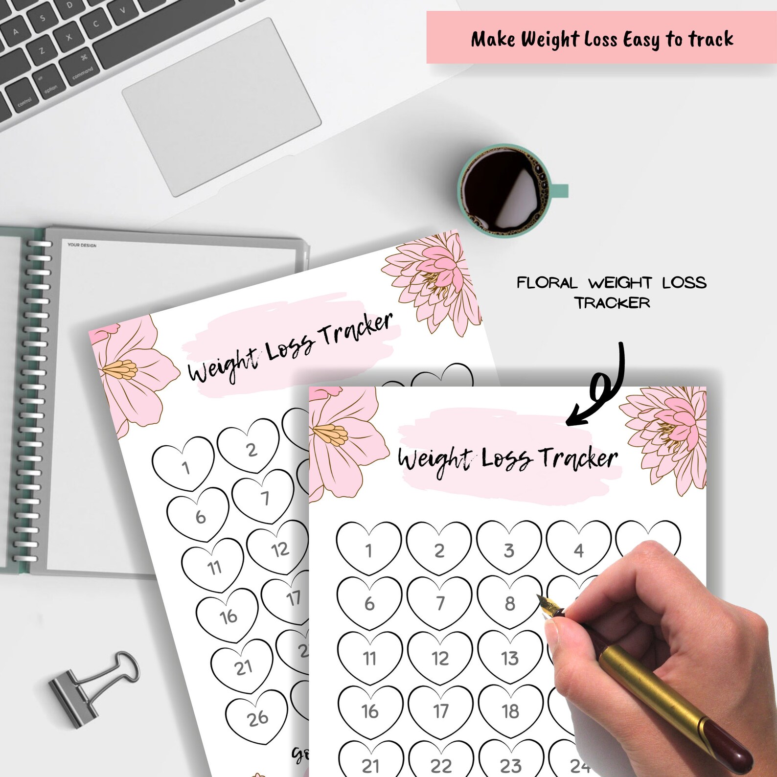 Weight Loss Tracker Printable 30 Lb/kg, Weight Loss Chart Motivational ...