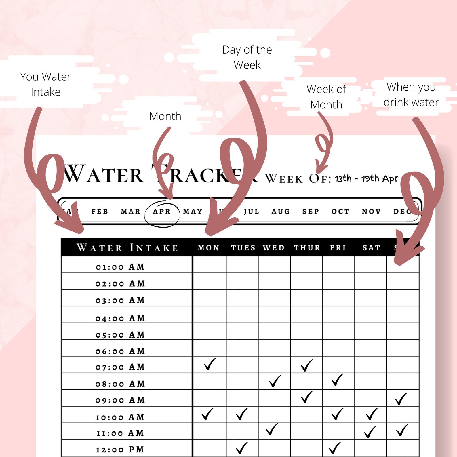 Weekly Water Tracker Printable, Water Diary, Hydration Tracker, Drink ...