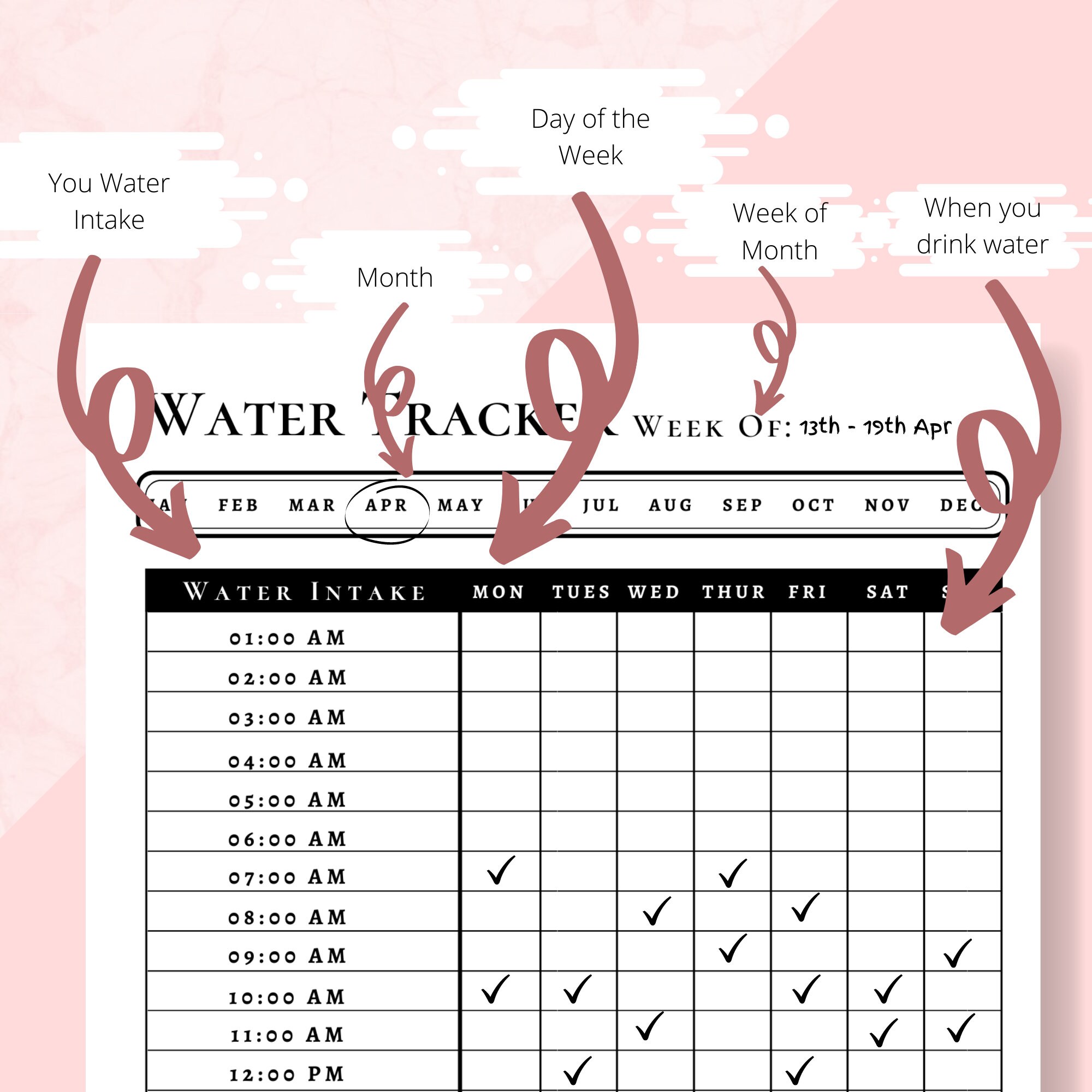 Weekly Water Tracker Printable: A4, A5 Sizes (digital Download) - Etsy