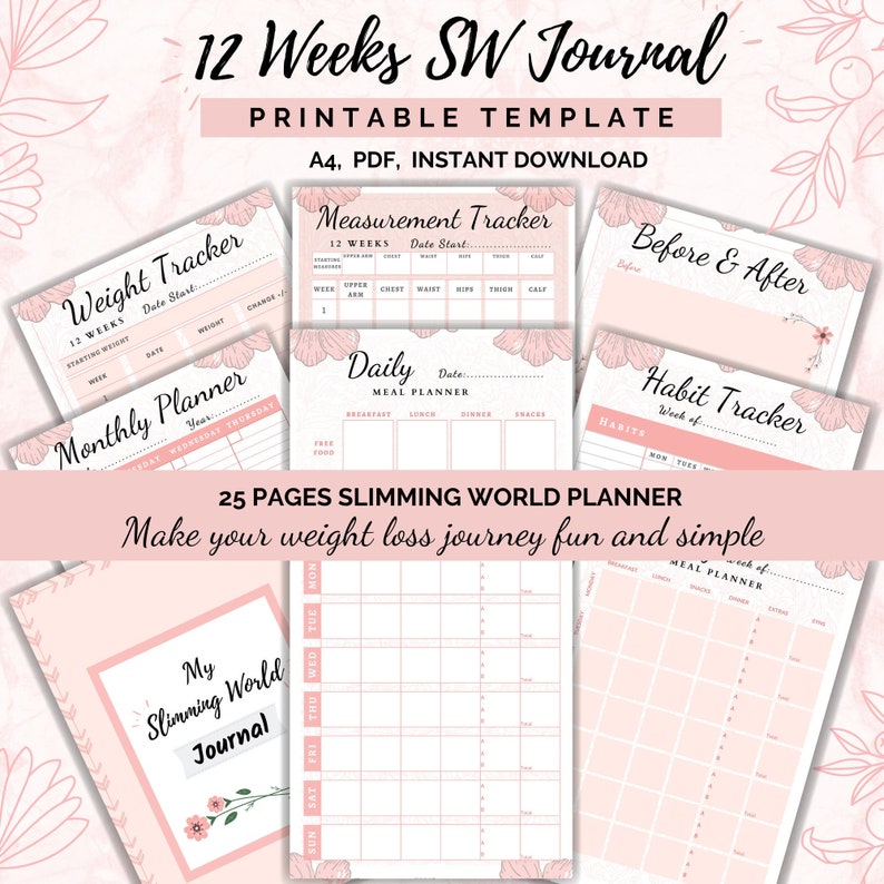 Slimming World Food Diary 12 Weeks Weight Loss Tracker SW - Etsy