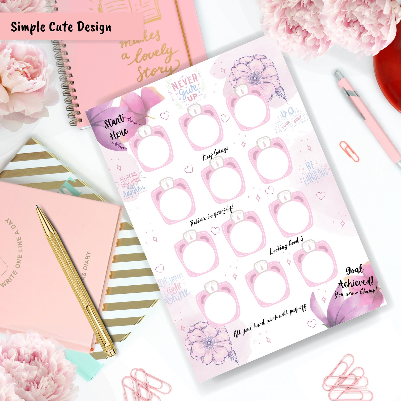 Weight Loss Tracker 12 Weeks Weight Loss Chart Motivational Etsy