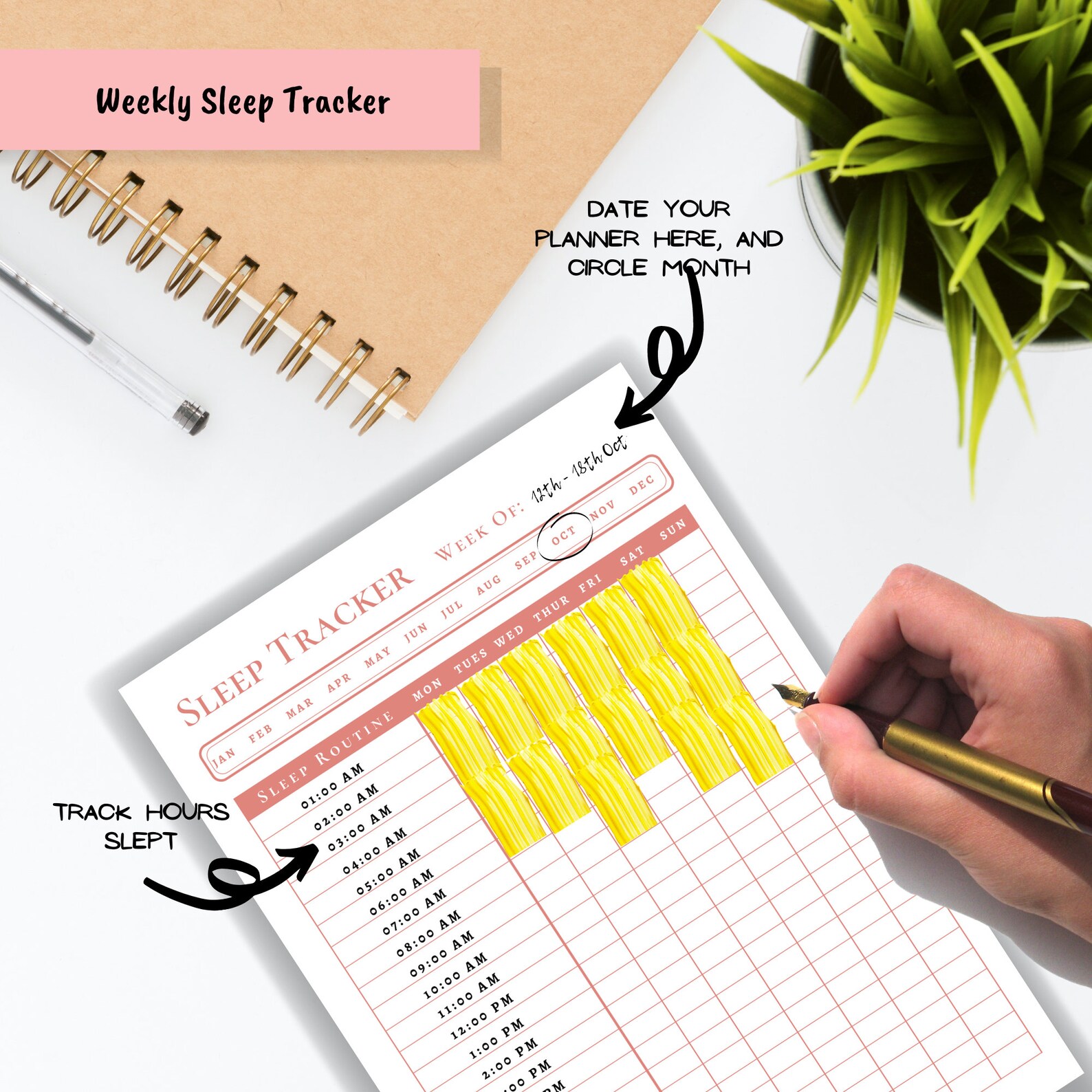 Sleep Tracker, Sleep Diary, Self-care Planner, Self Care, Weekly ...