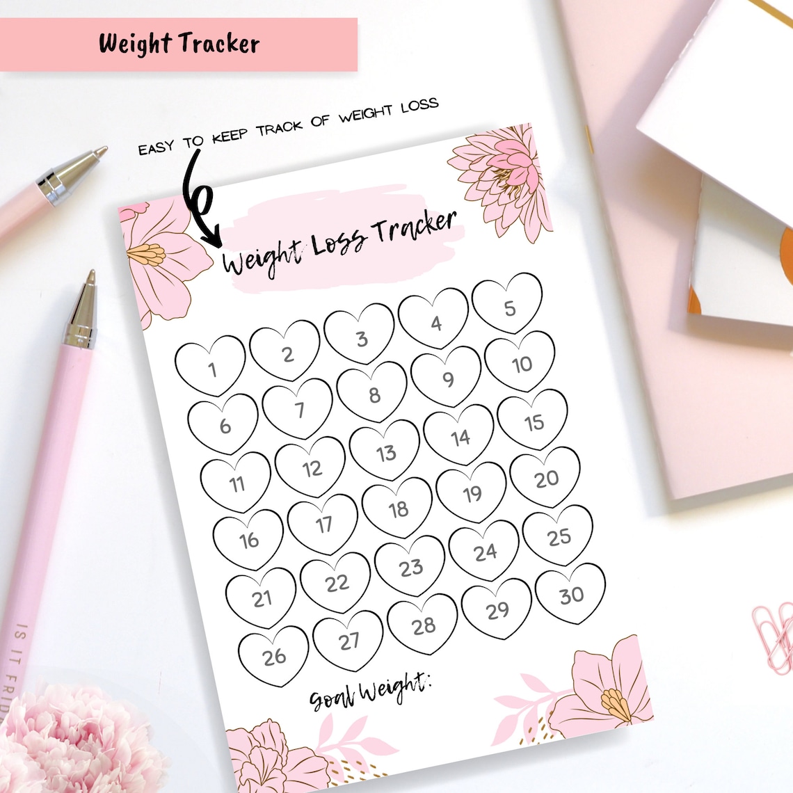 Weight Loss Tracker Printable 30 Lb/kg Weight Loss Chart - Etsy