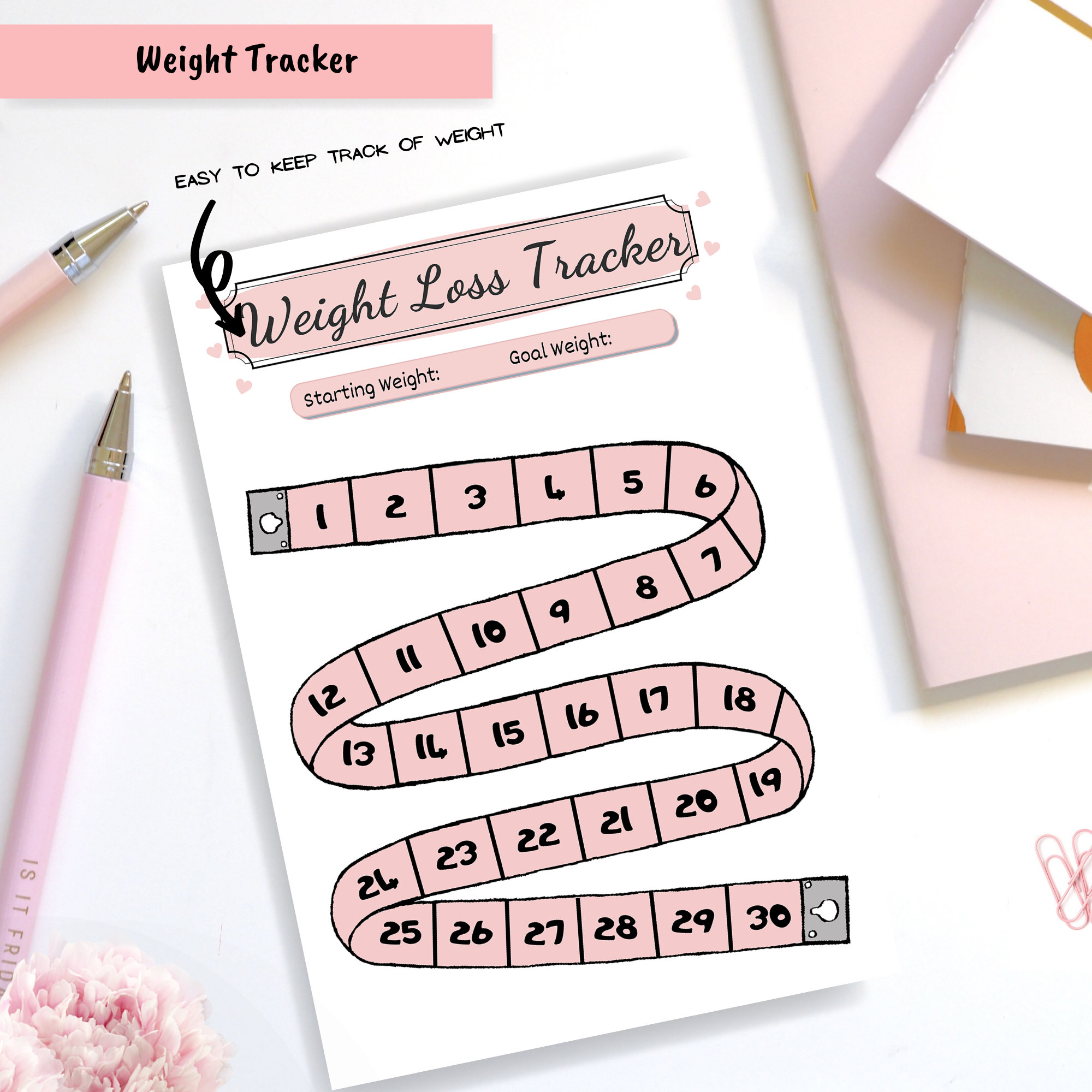 Weight Loss Tracker 30 Lb/kg Printable, Weight Loss Chart, Weight ...
