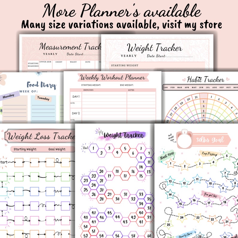 Weight Loss Tracker Printable 25 Lb/kg, Weight Loss Planner, Weight ...