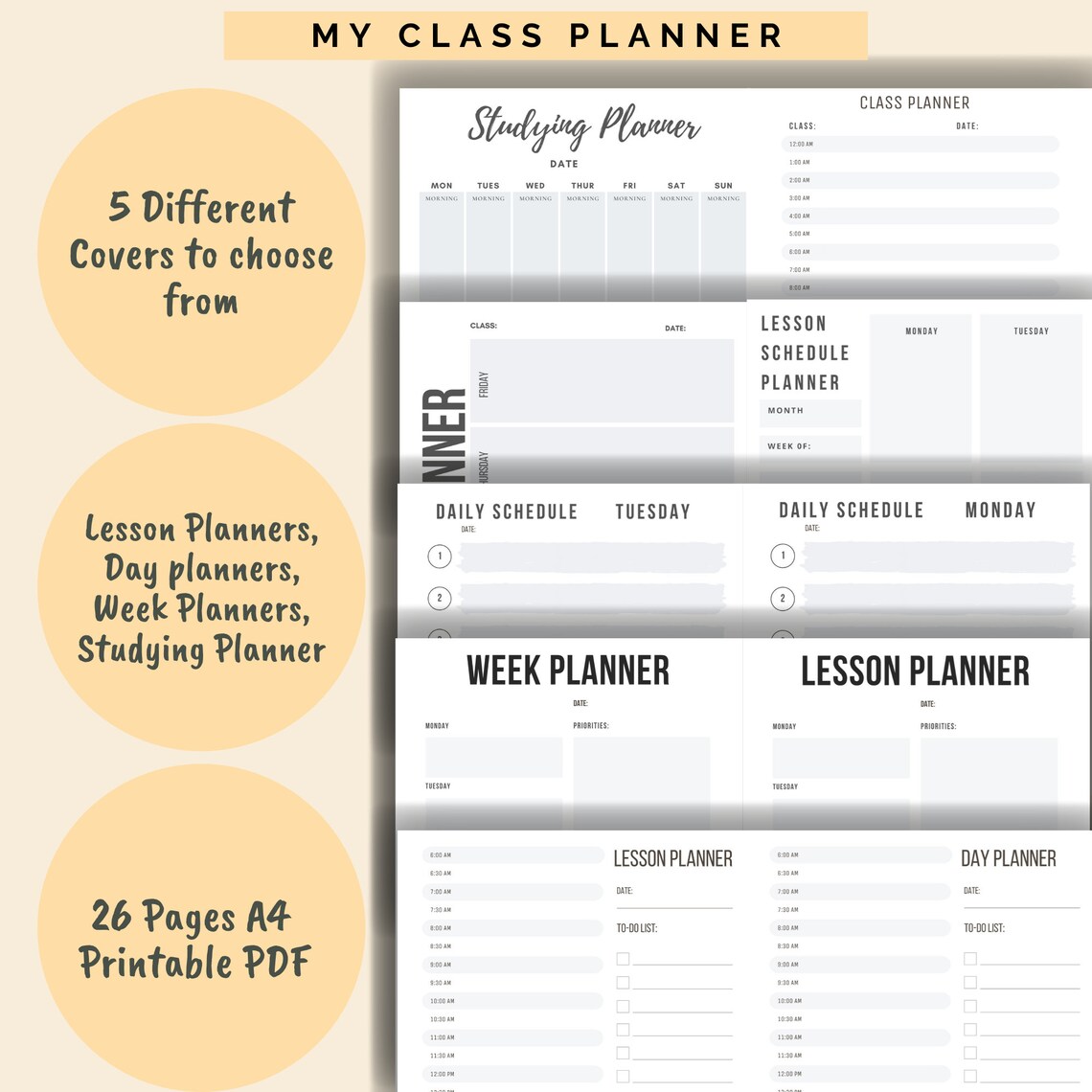 Weekly Class Schedule PDF A4, Weekly Planner PRINTABLE, Weekly ...