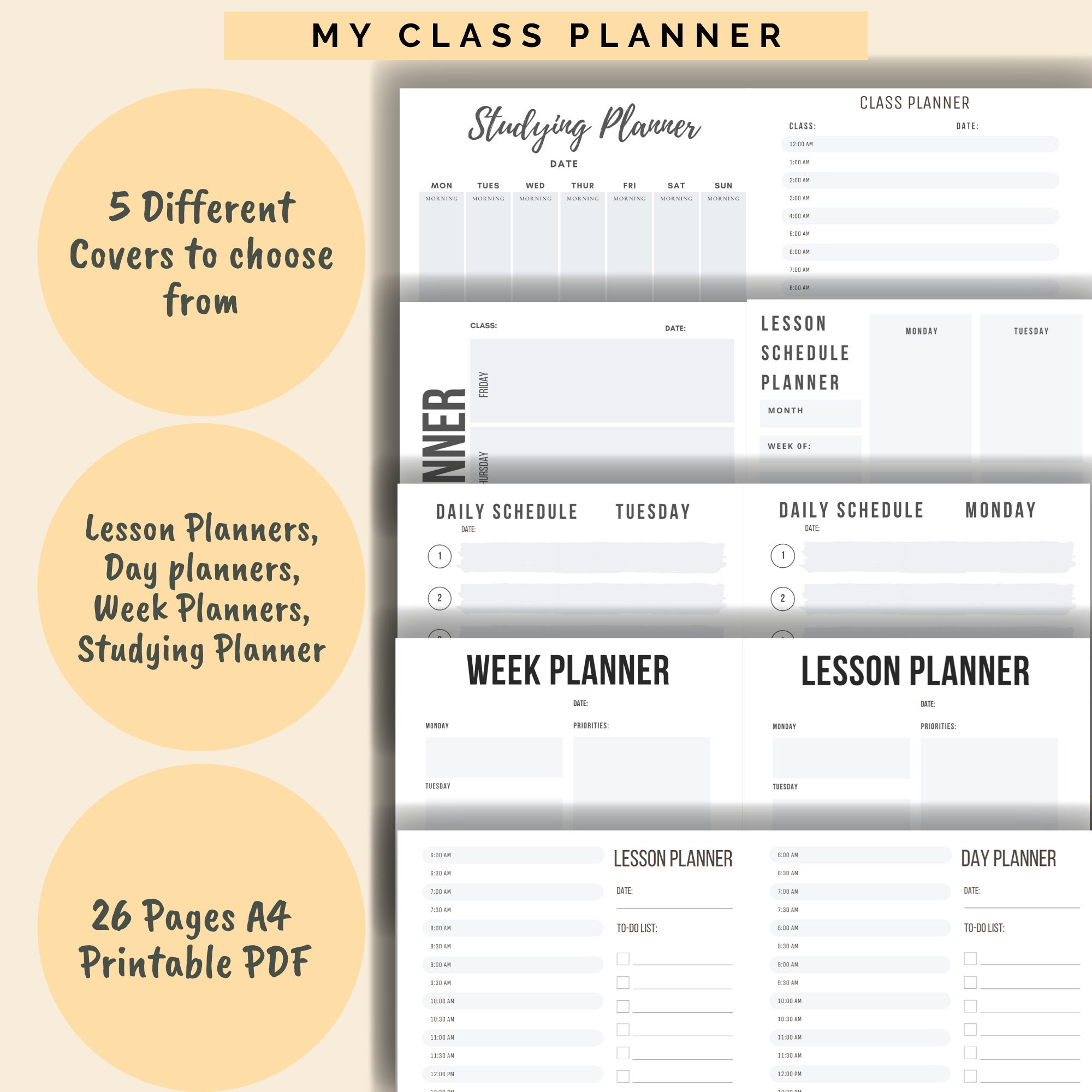 Weekly Class Schedule PDF A4, Weekly Planner PRINTABLE, Weekly ...