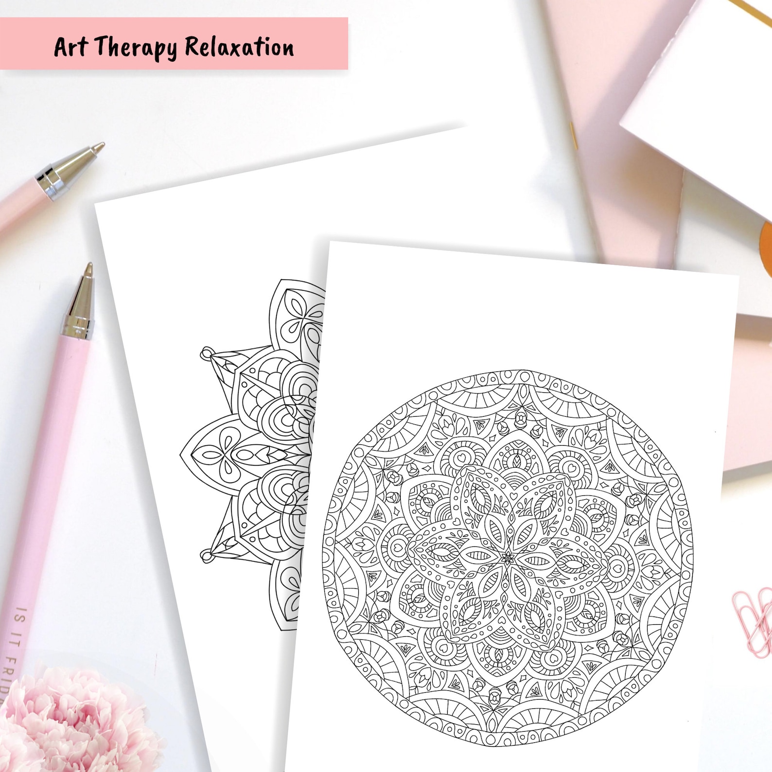 Mandala Coloring 10 Pages Printable, Mental Health, Relaxing Coloring ...