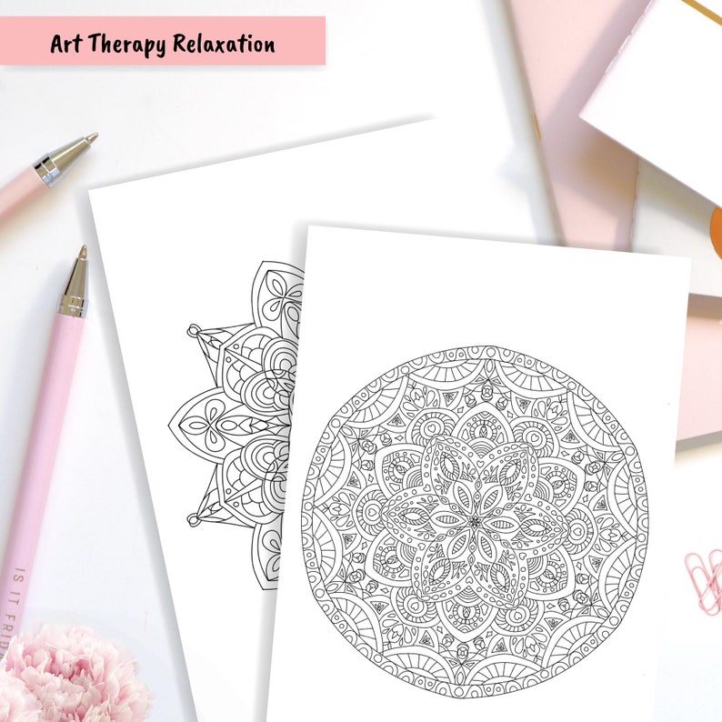 Mandala Coloring 10 Pages Printable, Mental Health, Relaxing Coloring ...
