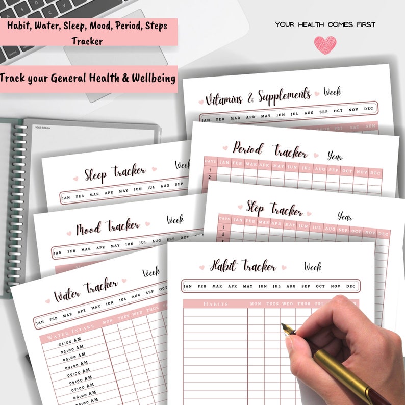 Health & Fitness Journal, Printable Wellness Planner (digital Download ...