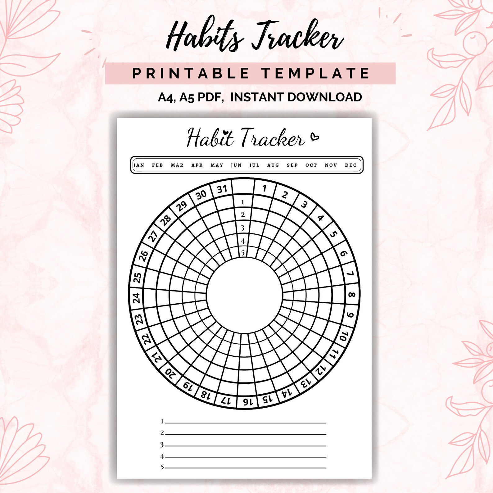 Circle Habit Tracker Printable Routine Log Routine Planner - Etsy