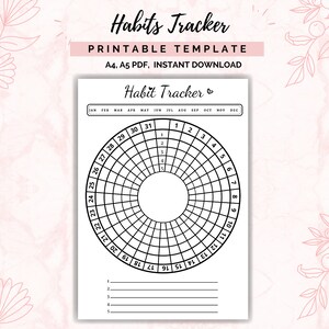 Circle Habit Tracker Printable, Routine Log, Routine Planner, Habit Log ...