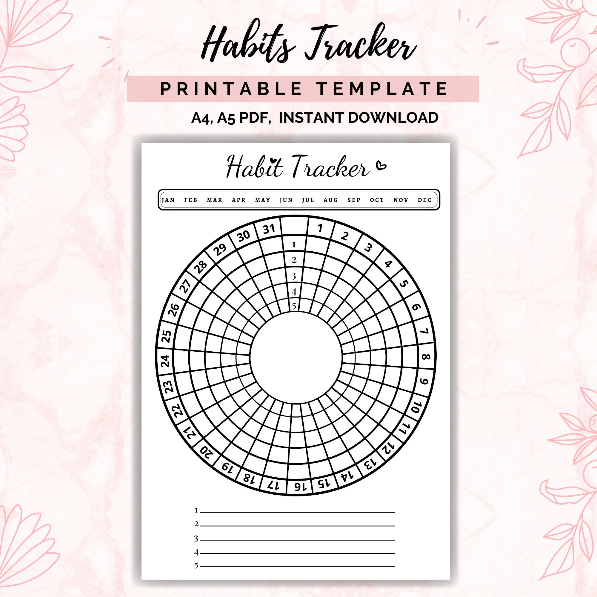 Circle Habit Tracker Printable Routine Log Routine Planner - Etsy