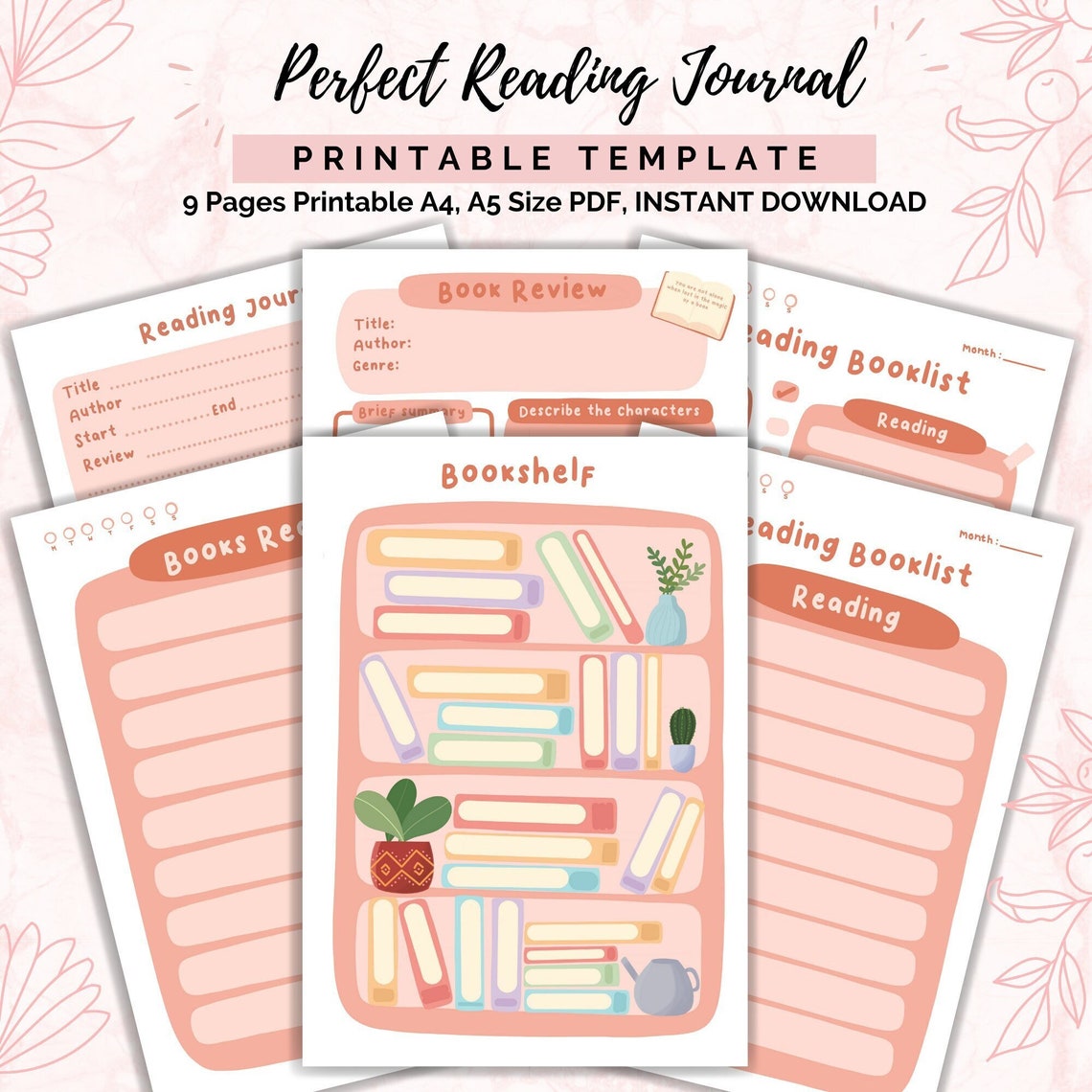Reading Journal Printable Reading Tracker Reading Planner | Etsy
