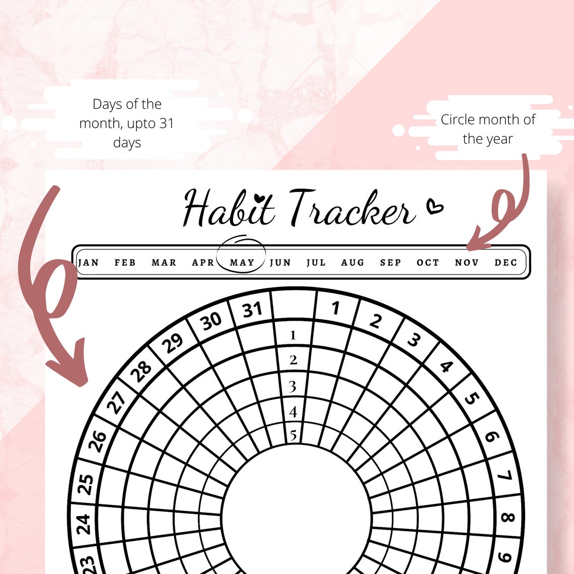 Circle Habit Tracker Printable, Routine Log, Routine Planner, Habit Log ...