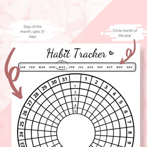 Circle Habit Tracker Printable, Routine Log, Routine Planner, Habit Log ...