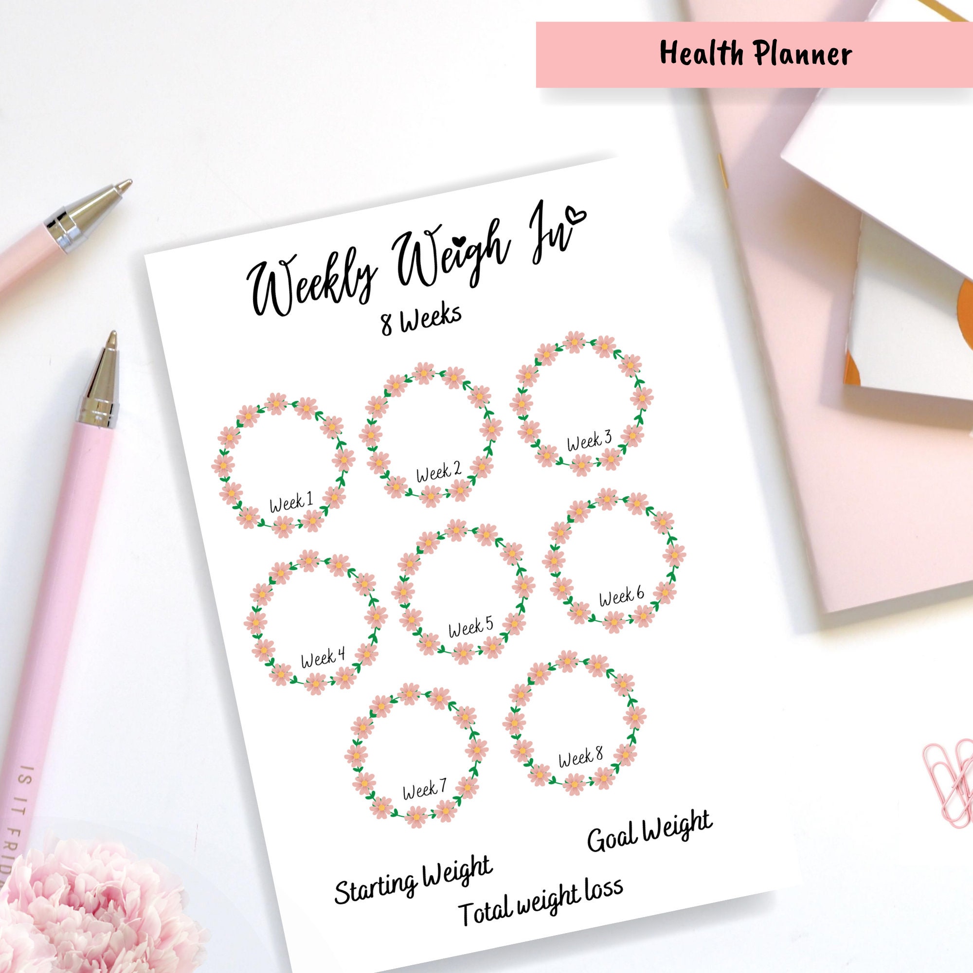 Weight Tracker 8 Weeks Weight Loss Chart Motivational Chart - Etsy UK