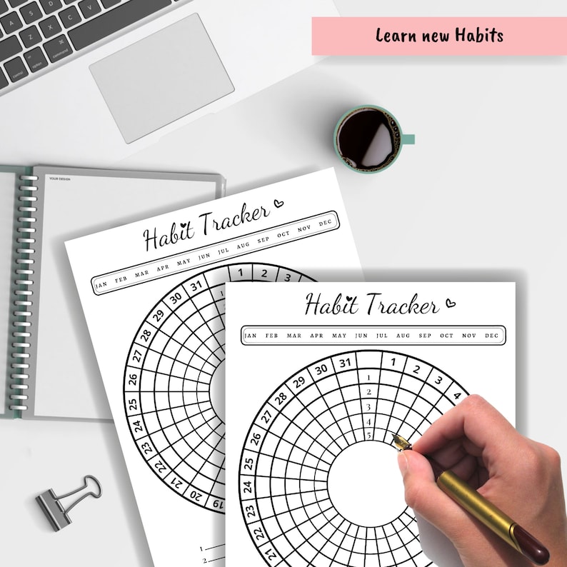 Circle Habit Tracker Printable, Routine Log, Routine Planner, Habit Log ...