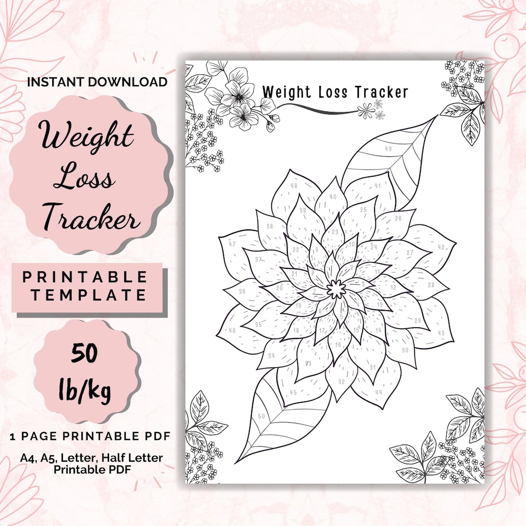 Weight Loss Tracker Printable 50 Lb/kg Weight Loss Chart - Etsy