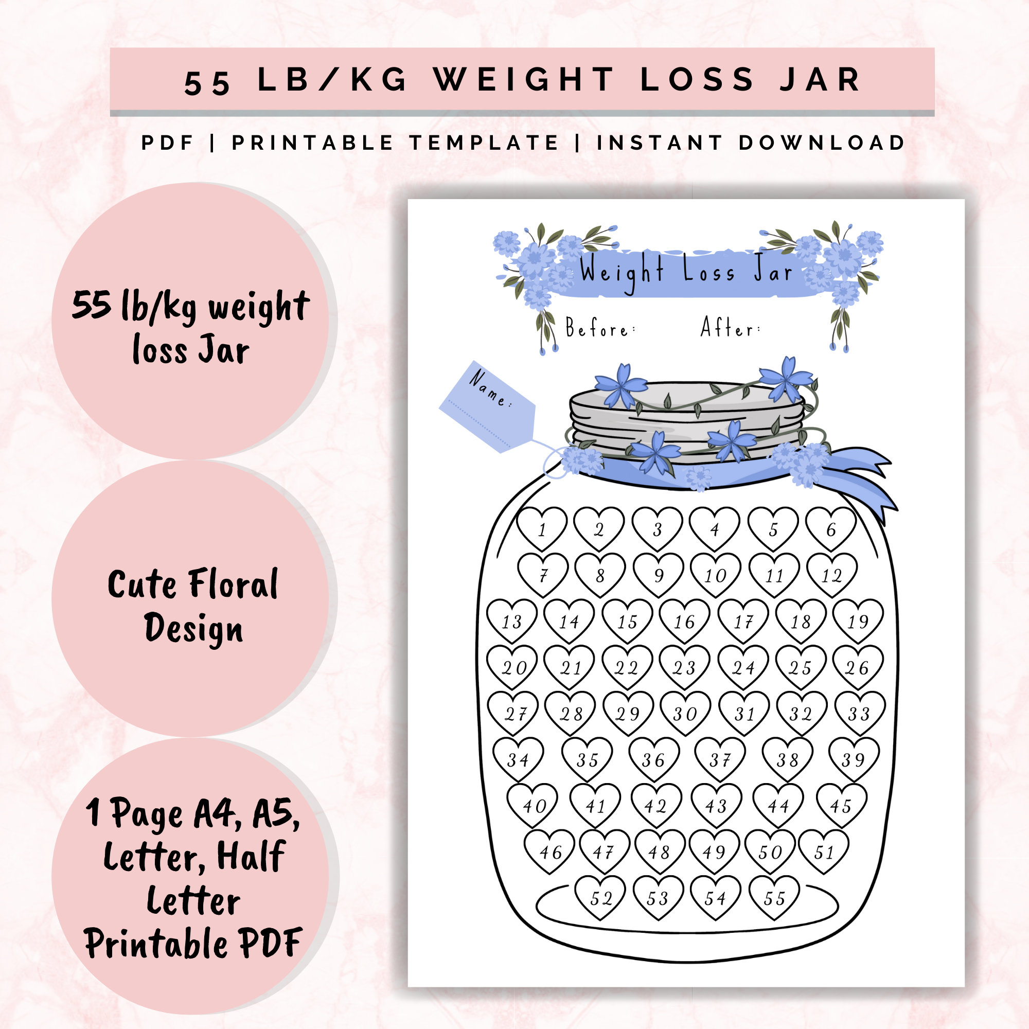 Weight Loss Jar 55 Lb/kg Printable Weight Loss Chart Weight - Etsy UK
