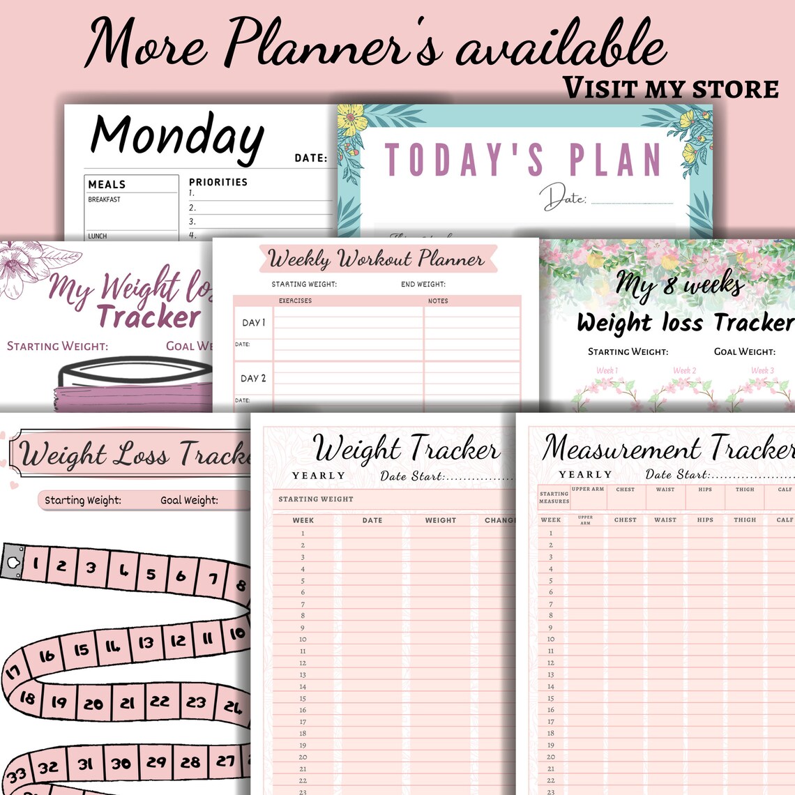 Weight Tracker 8 Weeks Weight Loss Chart Motivational Chart - Etsy UK