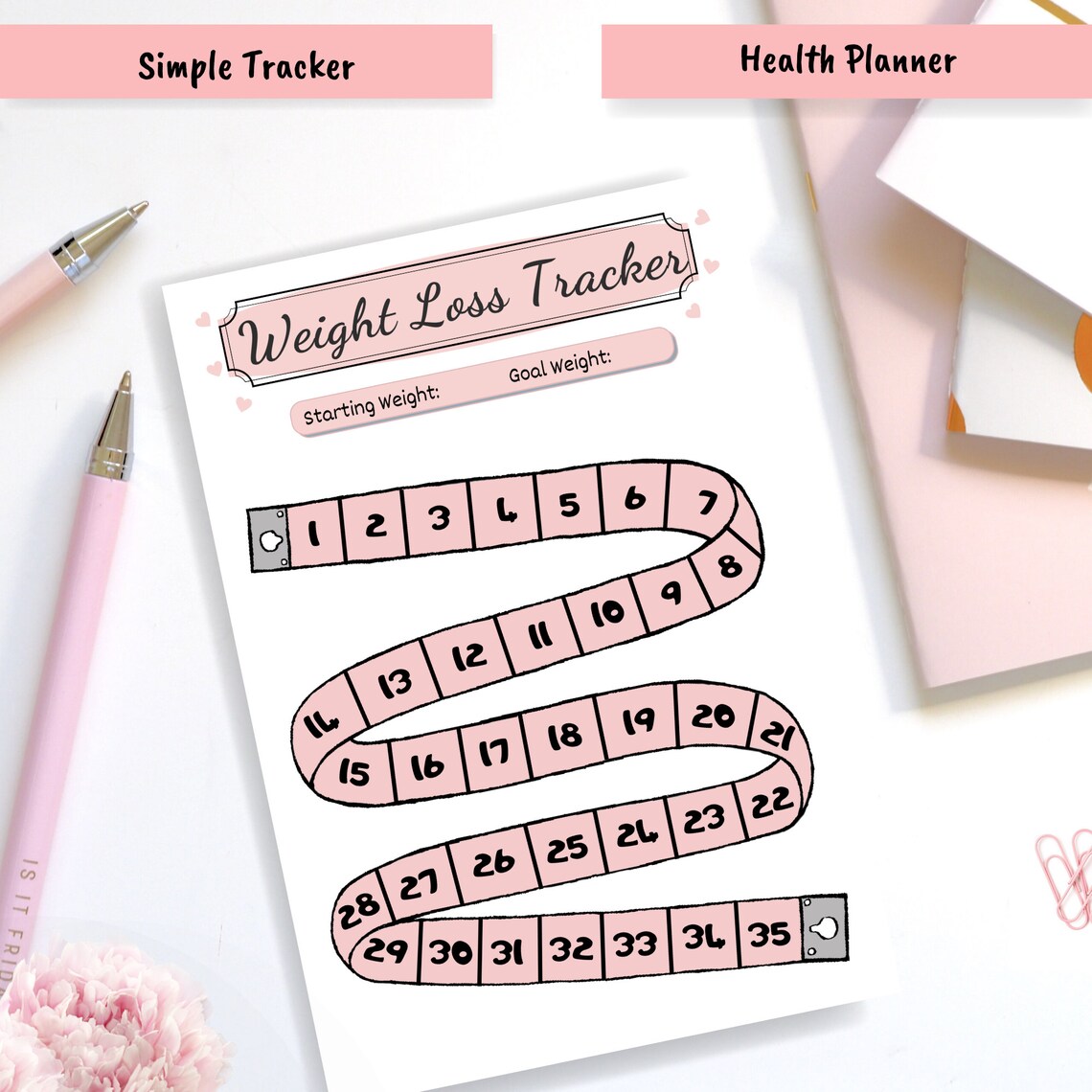 Weight Loss Tracker 35 Lb/kg Motivational Chart Weight Loss | Etsy