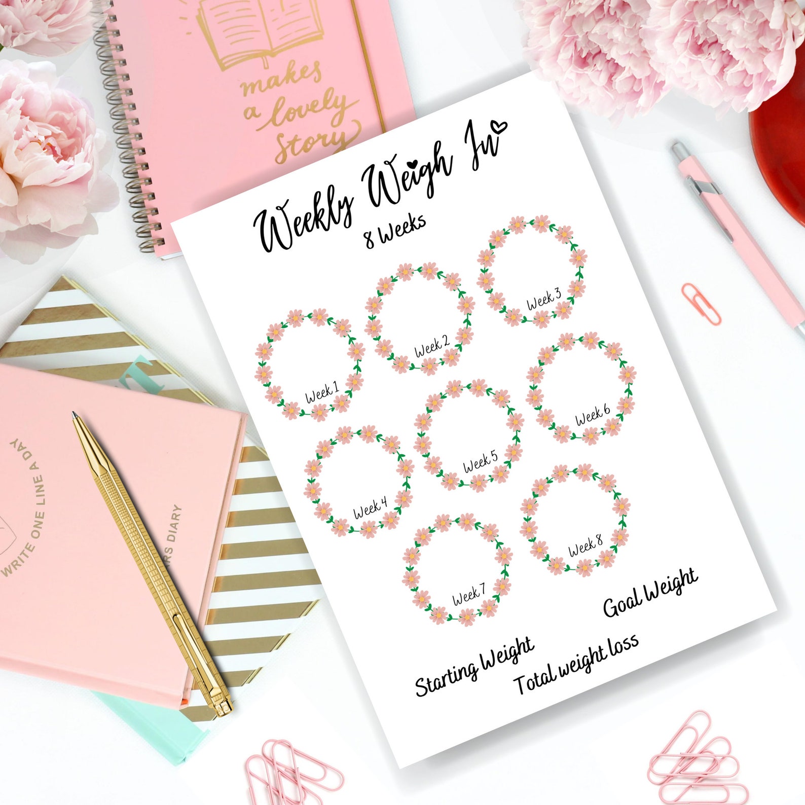 Weight Tracker 8 Weeks Weight Loss Chart Motivational Chart - Etsy UK