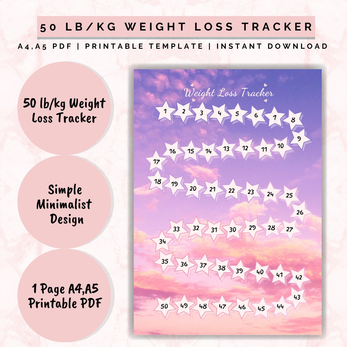 Weight Loss 50 Lb/kg Weight Loss Tracker Weight Loss - Etsy