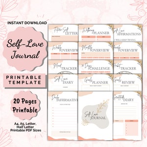 Self Love Journal Printable, Self Care Journal Positivity Affirmation ...